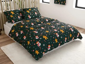 Povlečení z mikrovlákna SNĚHULÁK A PERNÍČEK zelené Rozměr povlečení: 2 ks 70 x 90 cm | 200 x 220 cm