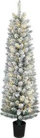 HOMCOM Vánoční stromek posypaný sněhem s 150 LED světly, 150 cm, 8 režimů, 250 větviček, zelená a bílá