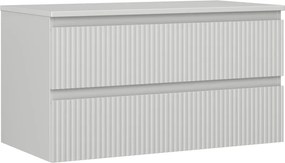 Mexen Rivel, koupelnová skříňka 90 cm s pracovní deskou, 2 zásuvky, drážkovaná, matná šedá, 91A20-09047-2-BFFC62