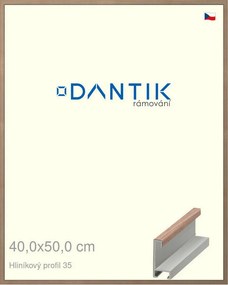 DANTIK rámeček 40x50 | ALU profil 6035 Dýha ořech raw (Sklo Čiré)