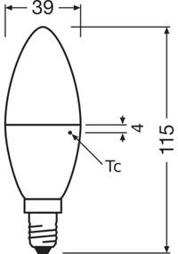 LED žárovka E14 LEDVANCE CL B FR 7,5W (60W) teplá bílá (2700K) svíčka