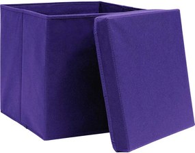 Úložné boxy s víky 10 ks 28 x 28 x 28 cm fialové 325214