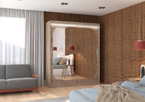 ADRK Furniture Posuvná skříň se zrcadlem a LED osvětlením ARIZONA 180 SW-ARI-T-180+L-V295