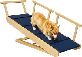 Sklopná rampa pro psy PawHut s odnímatelnými zábradlím, protiskluzová pomoc pro psy do 40 kg, 85 x 40 x 78.5 cm, přírodní | Aosom