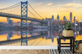 Fototapeta Philadelphia Sunset Skyline Refection Omyvatelný vlies 416x254