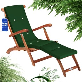 Zahradní lehátko Queen Mary® akácie certifikace FSC® včetně Podsedák zelená