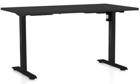 Výškově nastavitelný stůl OfficeTech A, 140 x 80 cm, černá podnož, černá