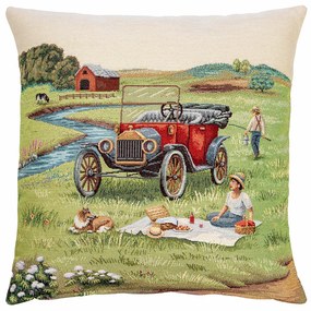 Tegatex Gobelínový povlak na polštář – auto u řeky 42*42 cm