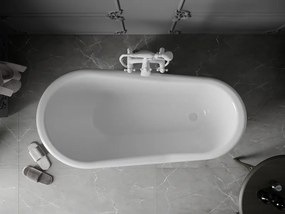 Mexen Retro volně stojící vana 150 x 73 cm, bílá, bílé nohy - 53251507300-20