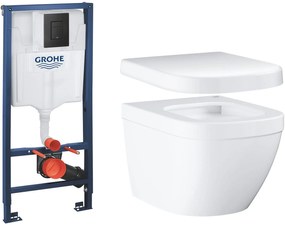 Set záchodová mísa Grohe Euro Ceramic 3920600H, podomítkový WC modul se splachovacím tlačítkem Grohe Solido 38811KF0, 39331001