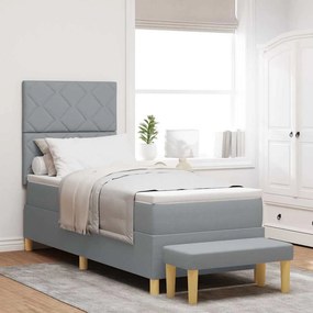 Postel s boxspringem s čelo Světle šedá 200 x 80 cm textil 3344331