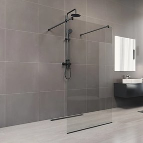 Mereo Mereo, Sprchová stěna WALK IN, Novea, black ALU, sklo Čiré, CK10607HB
