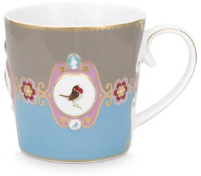 Pip Studio Love Birds Medailon hrnek 225ml, modrý-khaki