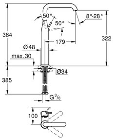 Grohe Essence - Páková umyvadlová baterie bez odtokové garnitury, XL-Size, kartáčovaný Warm Sunset 32901DL1