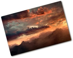 Wallmuralia Kuchyňská deska skleněná Západ slunce hory 80x52 cm