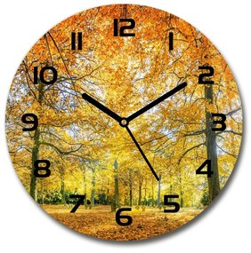Wallmuralia Skleněné hodiny kulaté Podzimní les fi 30 cm