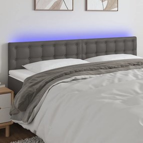 Čelo postele s LED šedé 180x5x78/88 cm umělá kůže 3121718
