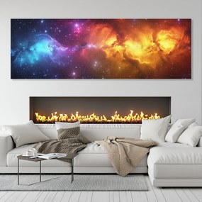 Obraz na plátně - Barevná galaxie Spectre s hvězdami FeelHappy.cz Velikost obrazu: 210 x 70 cm