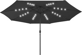 Zahradní slunečník s LED osvětlením 400 cm černý 312536