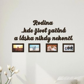 dřevo života Dřevěný fotorámeček Rodina kde života začíná Zvolte barvu dekoru: Antracitová, Zvolte velikost fotografie (cm): 13x18