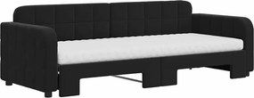 Válenda s přistýlkou a matracemi černá 80 x 200 cm samet 3196950