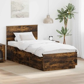 Rám postele s čelo Kouřový dub 100 x 200 cm Kompozitní dřevo 3408198