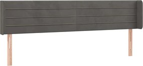 Čelo postele s LED tmavě šedé 183 x 16 x 78/88 cm samet 3123437