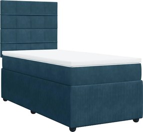 Box spring postel s matrací modrá 100 x 200 cm samet 3294566