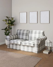 Potah na pohovku IKEA  Ektorp 2-místná, rozkládací, STARÝ MODEL barva šedá látka pletený vzor, vzorované