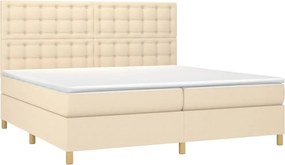 Box spring postel s matrací krémová 200x200 cm textil 3142686