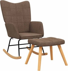 Houpací křeslo se stoličkou hnědé textil 328021