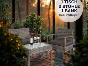 Umělý ratan Zahradní nábytkový set 4dílný šedá/antracitová