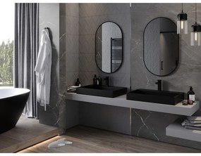Mexen Loft, oválné koupelnové zrcadlo 90 x 55 cm, barva rámu černá matná, 9851-090-055-000-70