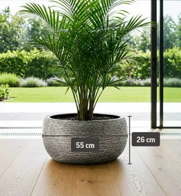 Kulatý květináč POTTA, sklolaminát, průměr 55 x výška 26 cm, stříbrná
