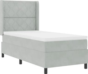 Postel s boxspringem s čelo Světle šedá 100 x 200 cm samet 3342050