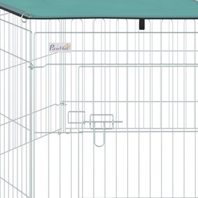 PawHut Ohrádka pro psy 6 panelů 59x60 cm Skládací kovový plot pro domácí mazlíčky s dveřmi a zámkem a stříškou pro zahradu a terasu