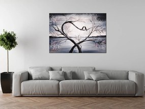Gario Ručně malovaný obraz Ptačí láska na větvi Rozměry: 120 x 80 cm