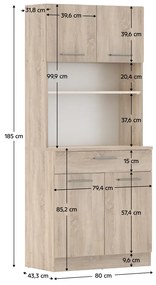 Kondela Čtyřdveřový kredenc, dub sonoma, DOMIS NEW