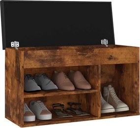 Lavice s botníkem a poduškou kouřový dub 80x30x47 cm kompozit 326767