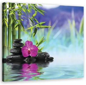 Obraz na plátně, Kameny na vodě zen - 50x50 cm