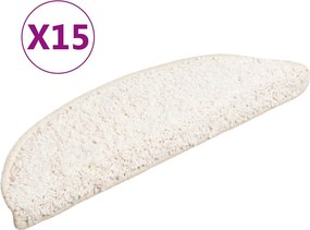 Schodové rohože 15 ks 56 x 17 x 3 cm bílé půlkulaté 133898