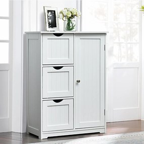 Costway Koupelnová skříňka úložná se 3 zásuvkami – 60 × 30 × 81 cm, bílý