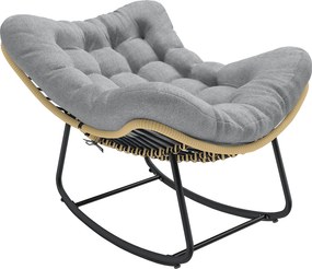 Outsunny ratanové houpací křeslo s tlustým polštářem, interiér/exteriér, 87 x 110 x 70 cm – šedé | Aosom