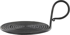 Černý antik kovový svícen pro sloupovou svíčku Spirel - Ø 17*10 cm