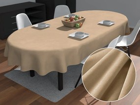 Biante Velký sametový oválný ubrus Velvet Premium SVP-006 Pískově béžový 160x200 cm