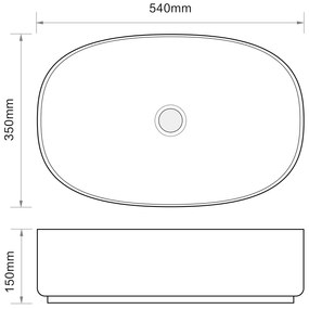 Erga Cíle, umyvadlo na desku 540x350x150 mm, bílá lesklá, ERG-V03-9683-WH