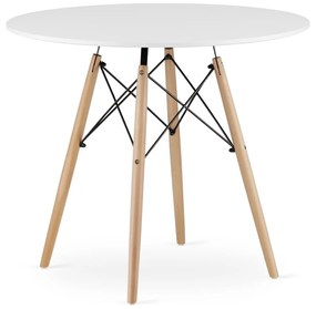 LEOBERT Moderní skandinávský konferenční stolek, bílá kulatá deska, 90 cm