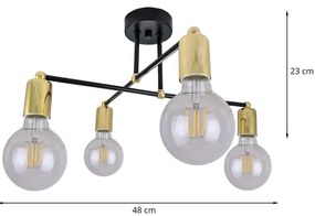 Stropní svítidlo Edison, zlaté tělo svítidla