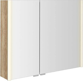 Sapho Alix - Zrcadlová skříňka s LED osvětlením 86x70x18 cm, 2x dvířka, dub alabama AX186-0022
