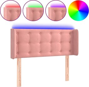 Čelo postele s LED růžové 83 x 16 x 78/88 cm samet 3123705